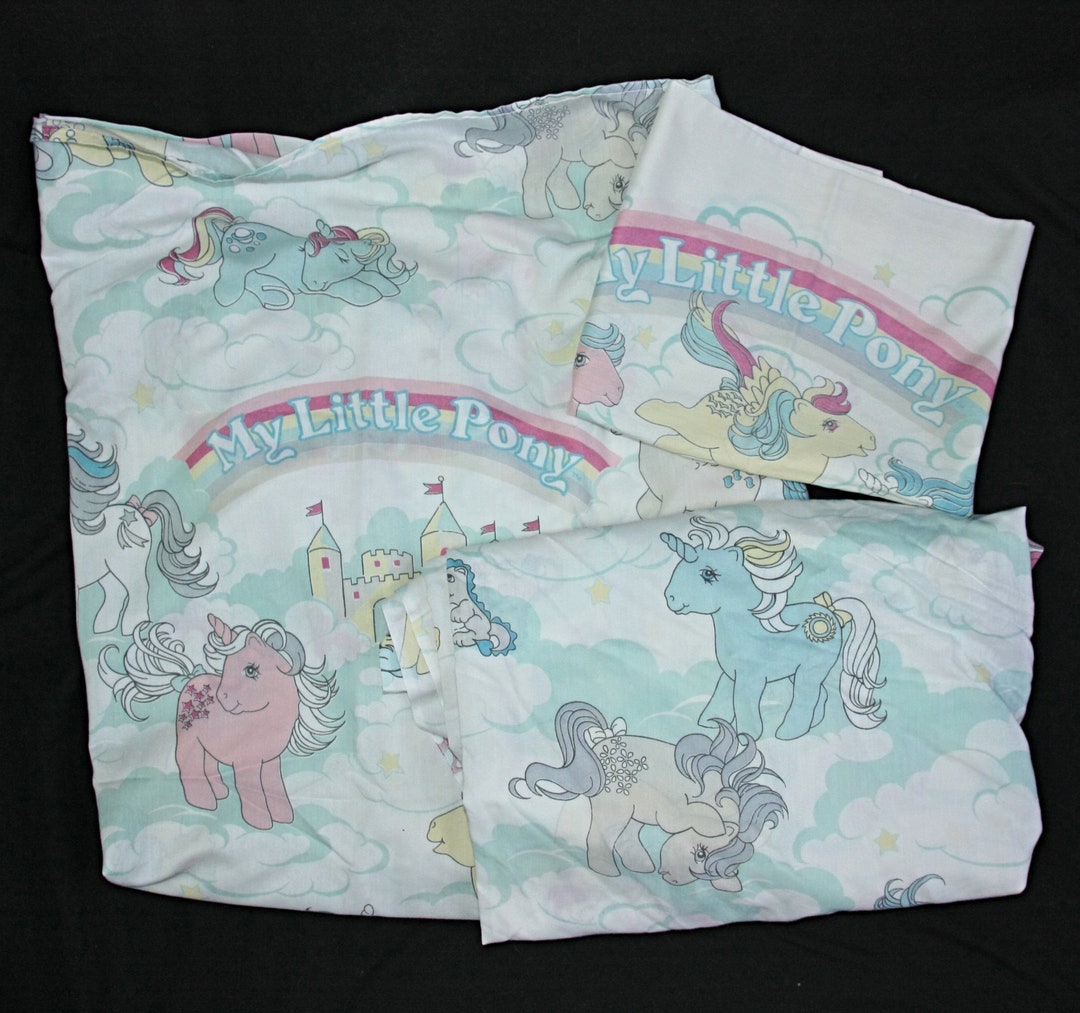 Vintage My Little Pony Twin Single Flat and Fitted Sheets and Pillow ...