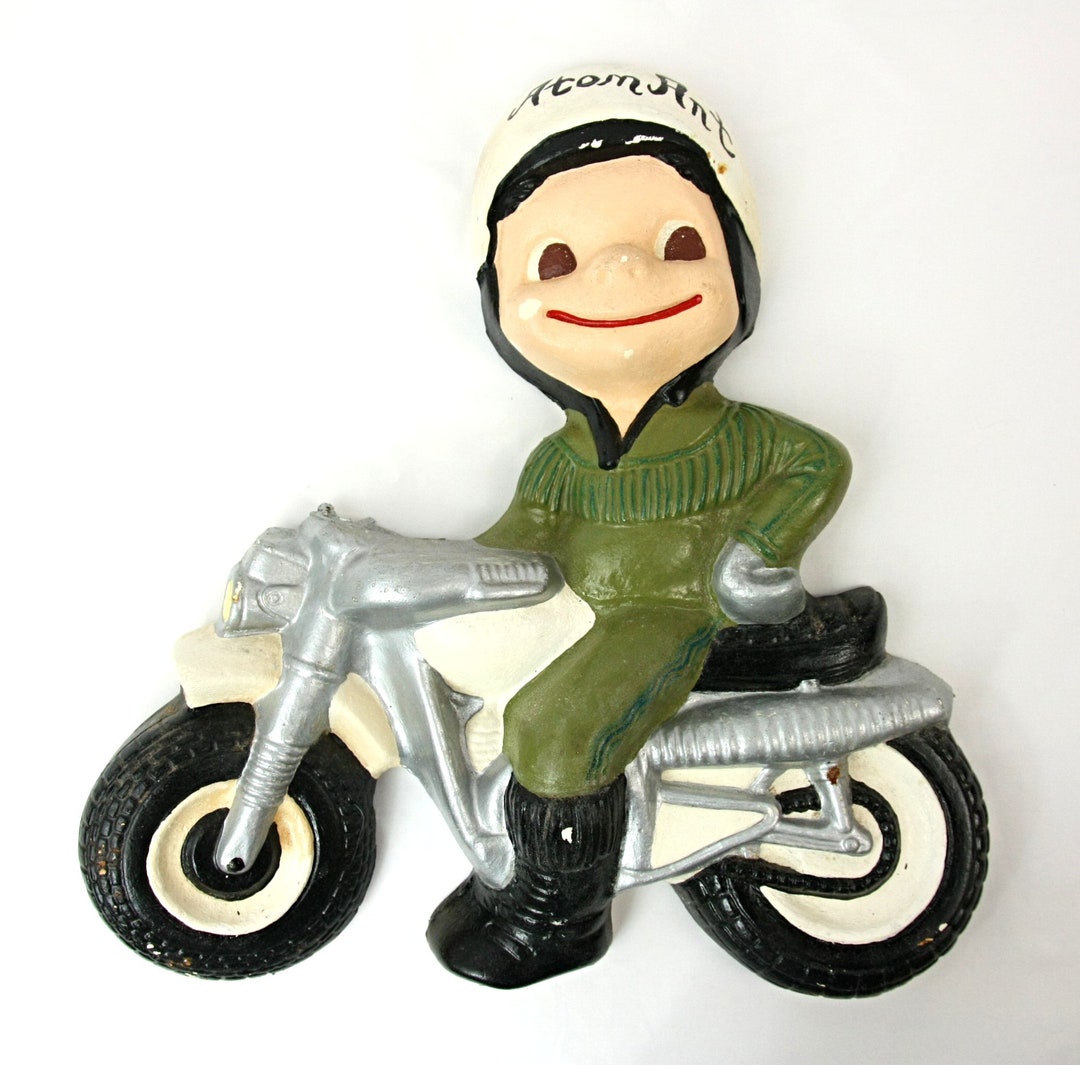 Vintage Motorcycle Rider Guy Atom Ant Hand Painted Plaster Chalkware ...