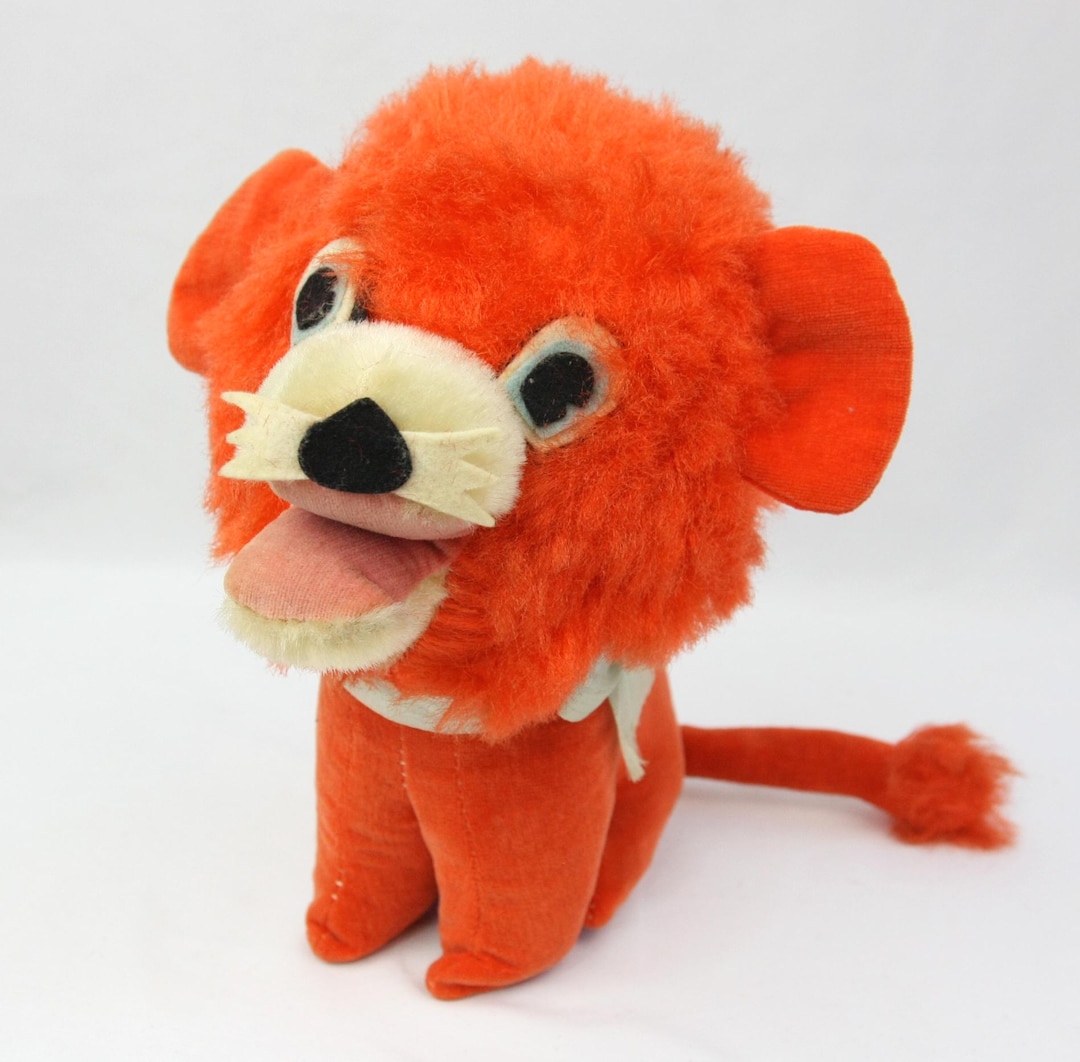 Vintage AD Sutton Orange Lion Cat Stiff Stuffed Animal Plush Toy MCM ...