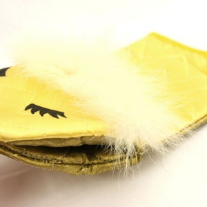 Adorable VINTAGE Yellow Satin Kissy Face Fuzzy Hair Oven Mit - Etsy