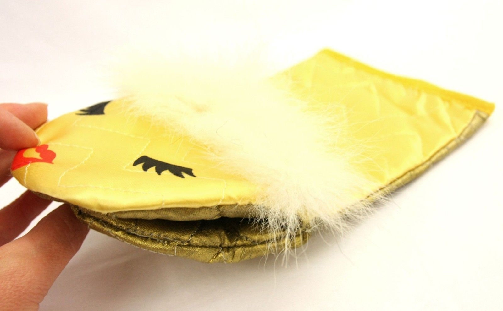 Adorable VINTAGE Yellow Satin Kissy Face Fuzzy Hair Oven Mit - Etsy