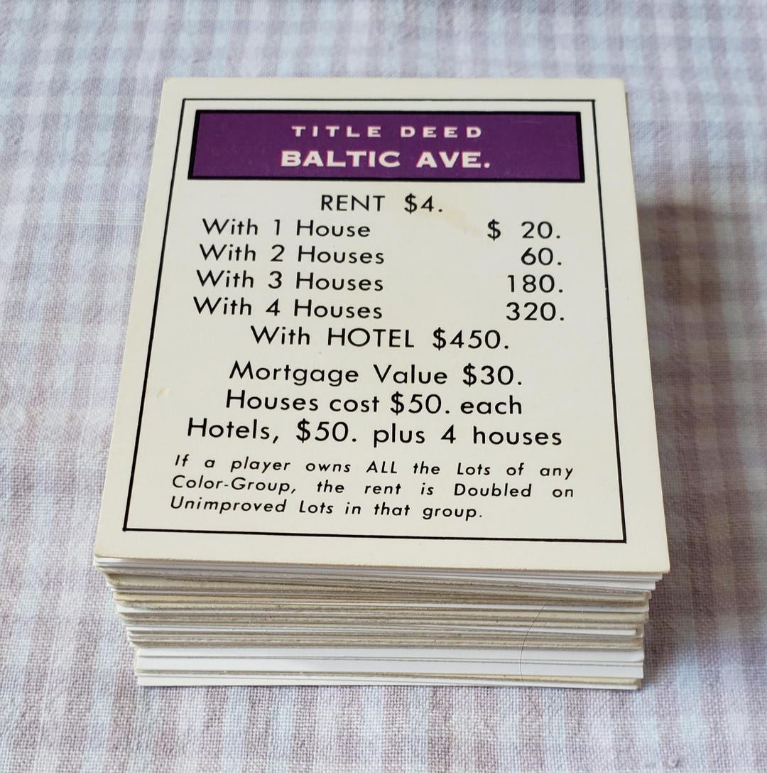Vintage Monopoly Property Cards HUGE Lot Multiple Games - Title Deed ...