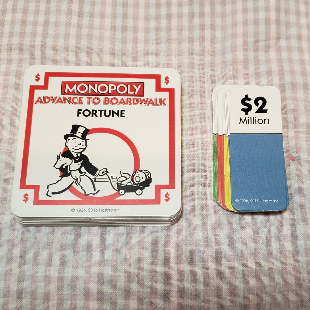 Monopoly Advance to Boardwalk Property and Fortune Cards Title Deed ...