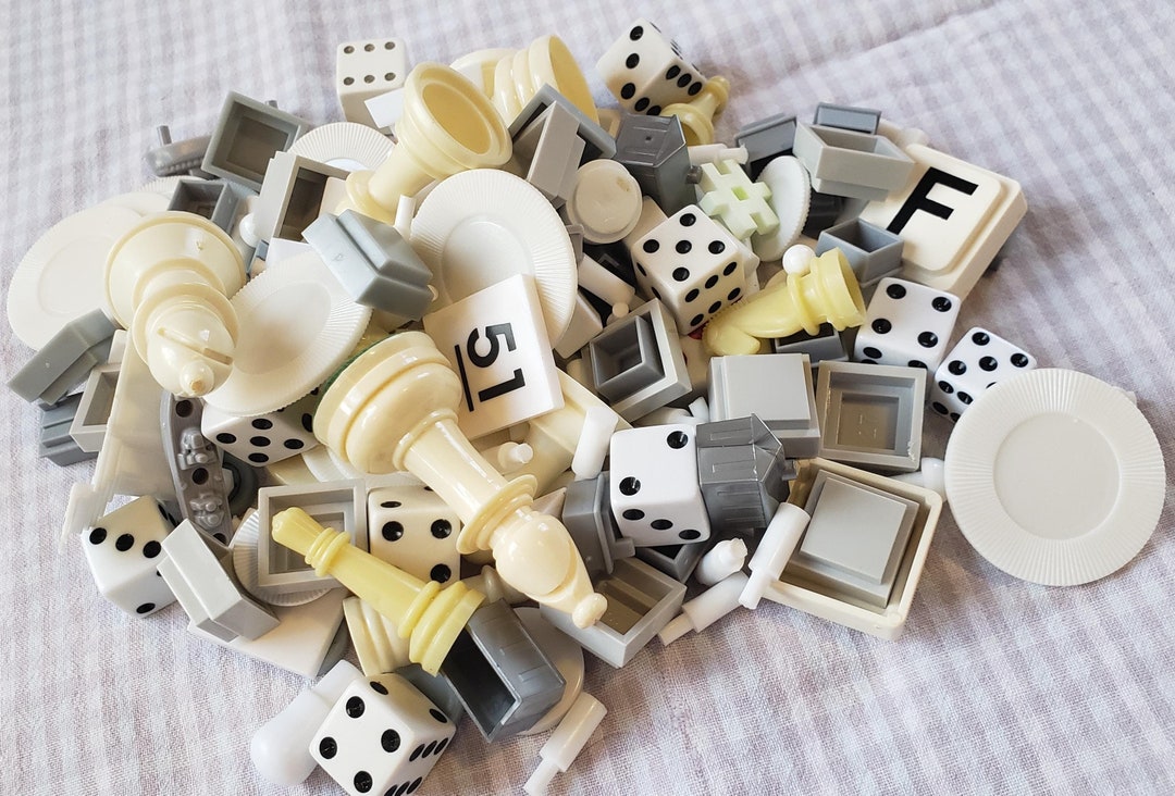 White & Gray Game Pieces - 1/2 Pound Plastic Game Tokens - Replacement ...