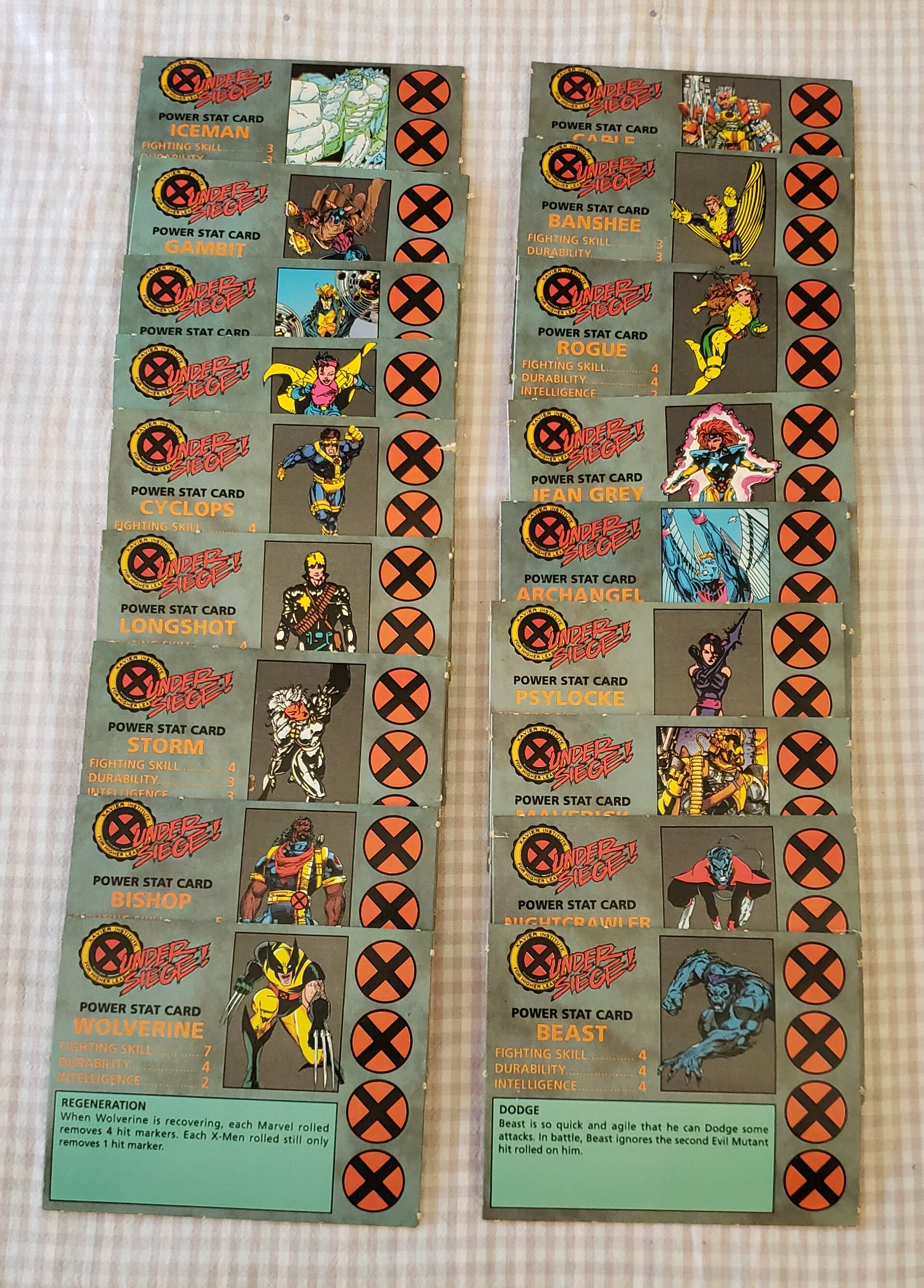 X-men Under Siege Game Power Stat Cards Vintage X-men X-men Under Siege ...