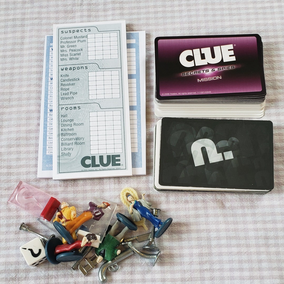 Assorted Clue Game Pieces - Suspect Cards Clue Weapons Game Tokens ...