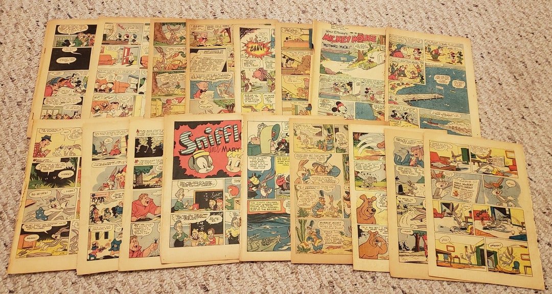 Vintage Comic Book Pages - Cartoon Comic Pages for Repurposing Crafts ...