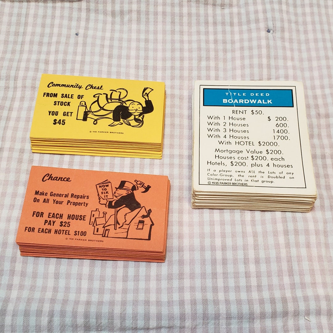 Monopoly Property Cards Chance Community Chest Vintage - Etsy