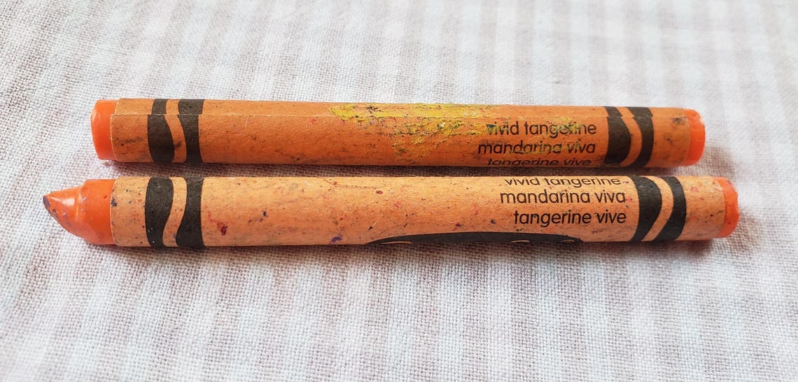 2 Vivid Tangerine Crayola Crayons - Retired Crayola Crayon Color ...