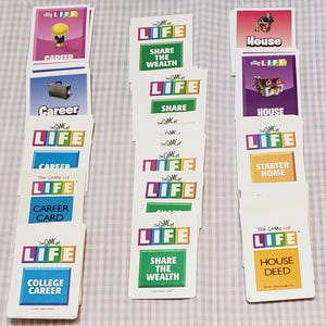 Game of Life Cards Assorted Lot - Card Game of Life - Game Pieces ...