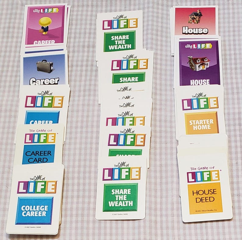 Game of Life Cards Assorted Lot - Card Game of Life - Game Pieces ...