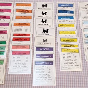 Vintage Monopoly Property Cards HUGE Lot Multiple Games - Title Deed ...
