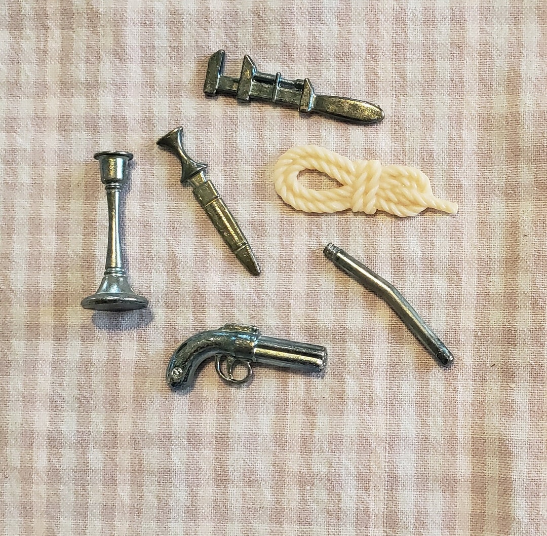 6 Clue Game Weapons Clue Weapons Clue Game Full Set Clue Playing Pieces ...