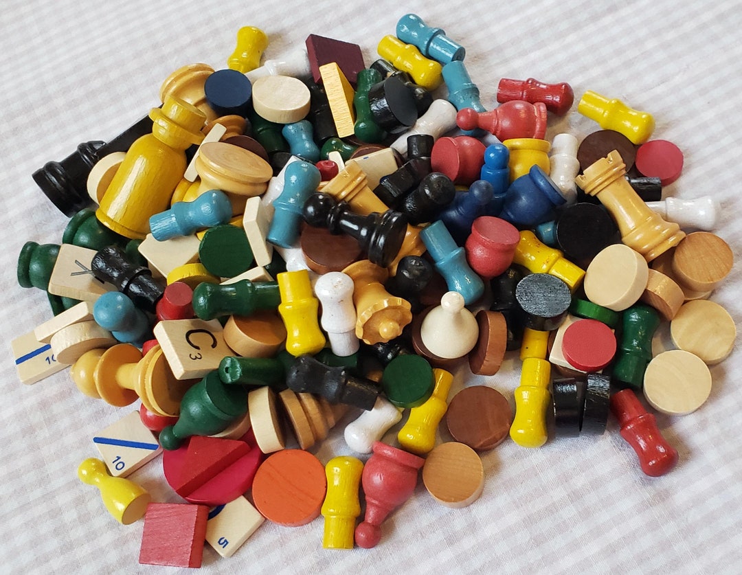 1/2 Pound Wooden Game Pieces - Huge Lot Wood Game Tokens - Dominoes ...