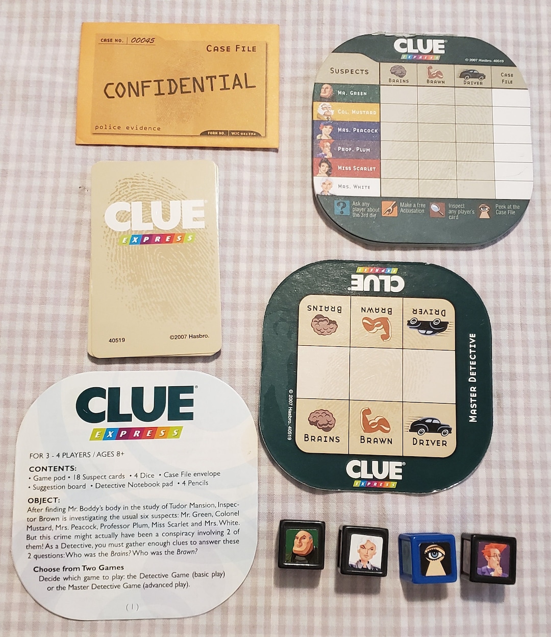 Clue Express Game Pieces - Clue Board Game Pieces - Clue Suspects Cards ...