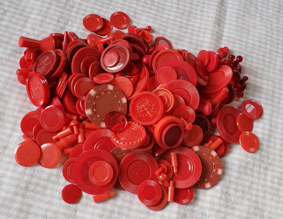 Red Game Pieces - 1/2 Pound Plastic Game Tokens - Replacement Game ...