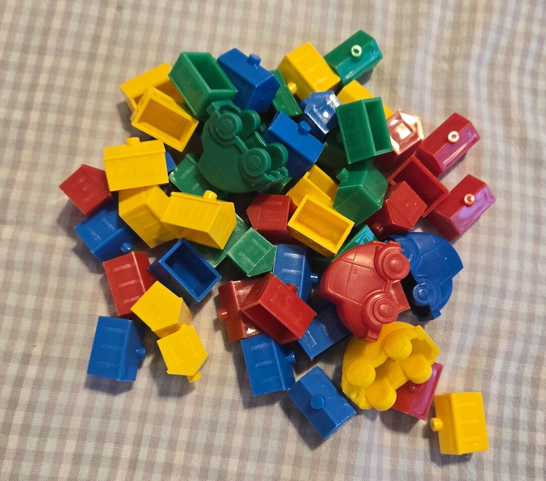 Vintage Monopoly Junior Houses and Tokens - Monopoly Jr - Vintage ...