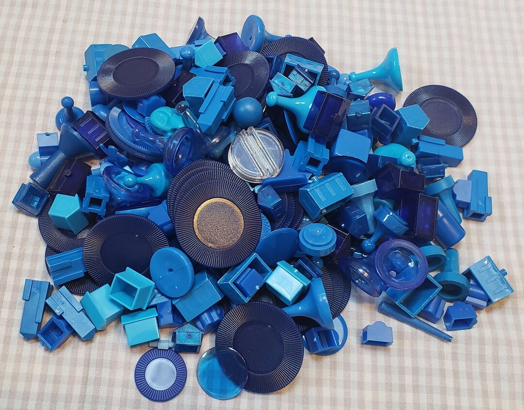 Blue Game Pieces - 1/2 Pound Plastic Game Tokens - Replacement Game ...
