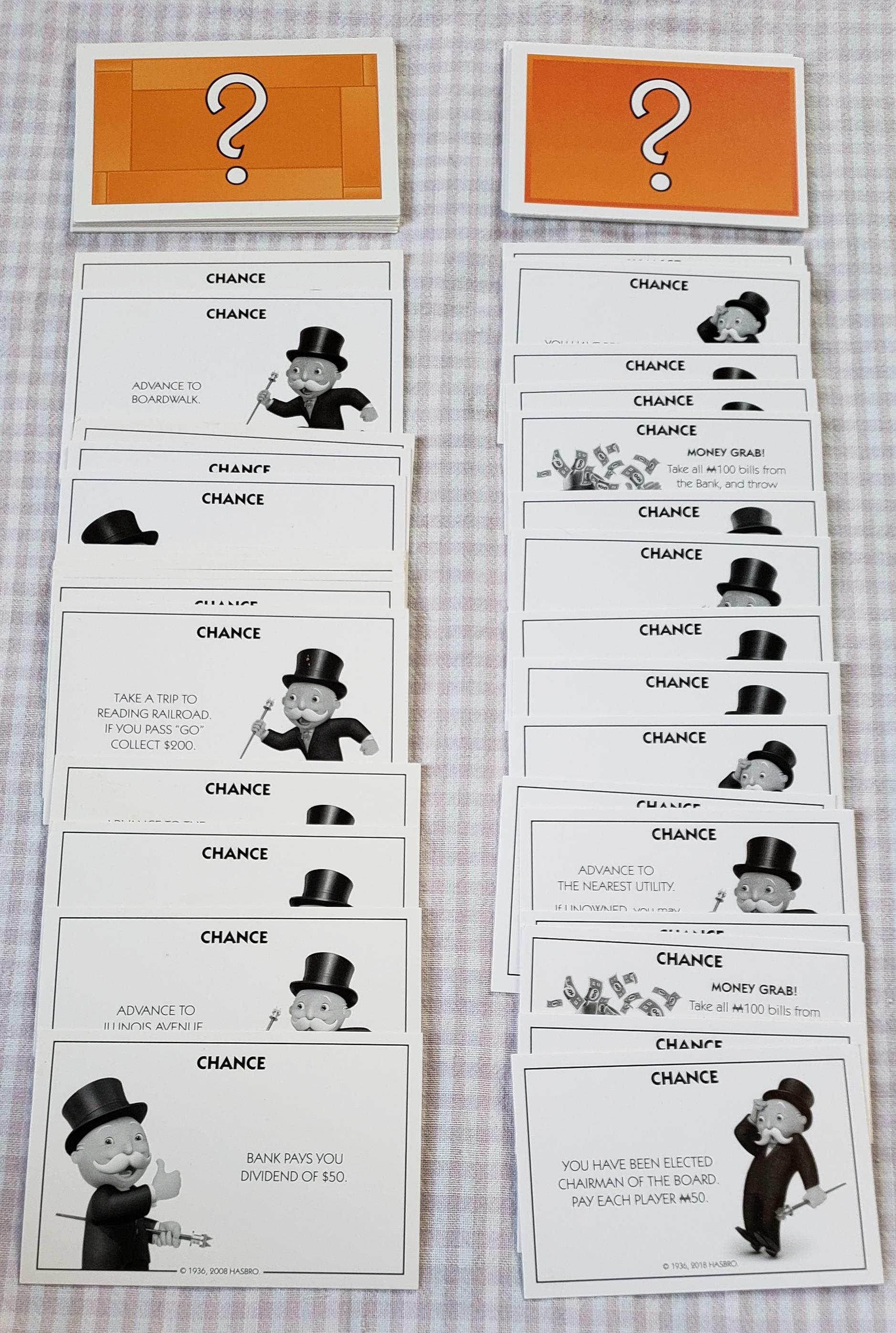 Monopoly Chance Cards Huge Lot - Modern Monopoly Cards - Monopoly ...
