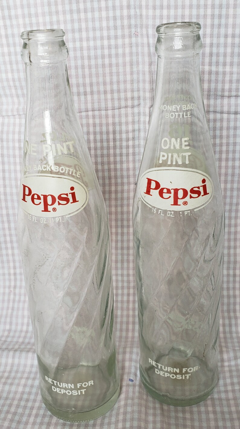 2 Vintage Pepsi Bottles Red Pepsi Logo Vintage Pepsi-cola - Etsy