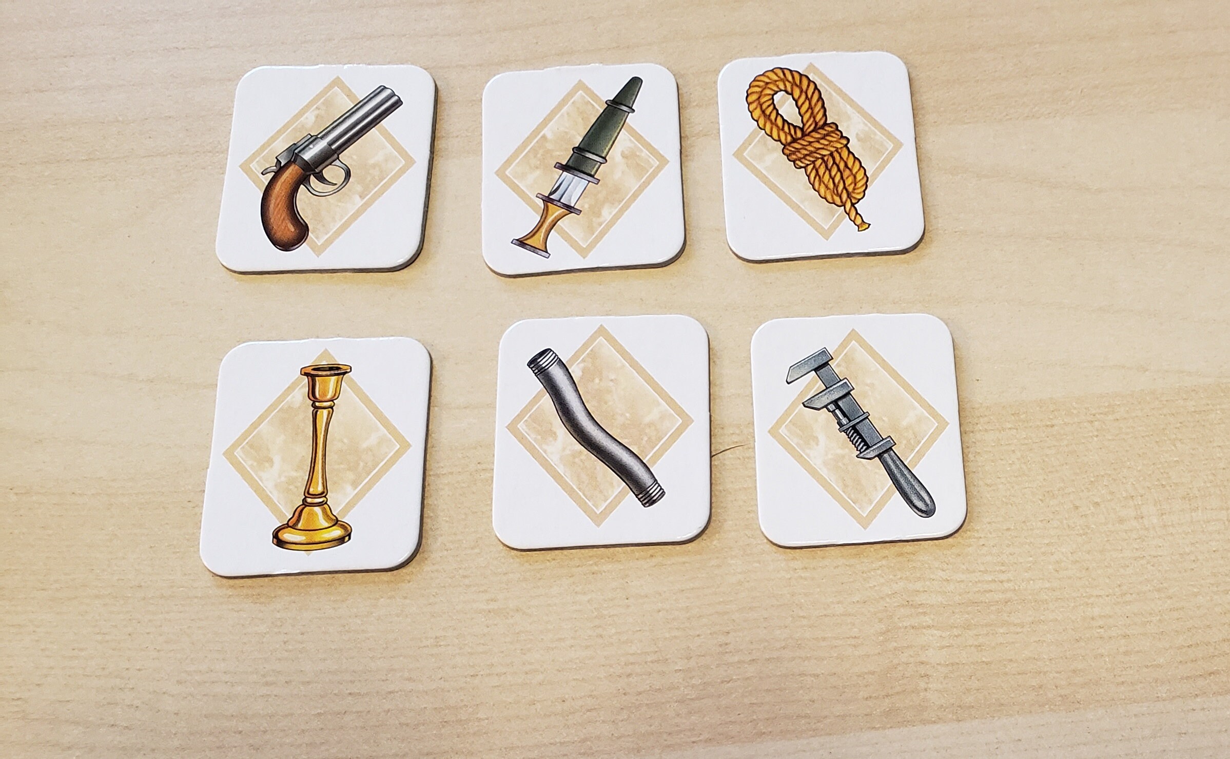 Clue Weapons Tokens Cardboard Complete Set Clue Reader's Digest Game ...