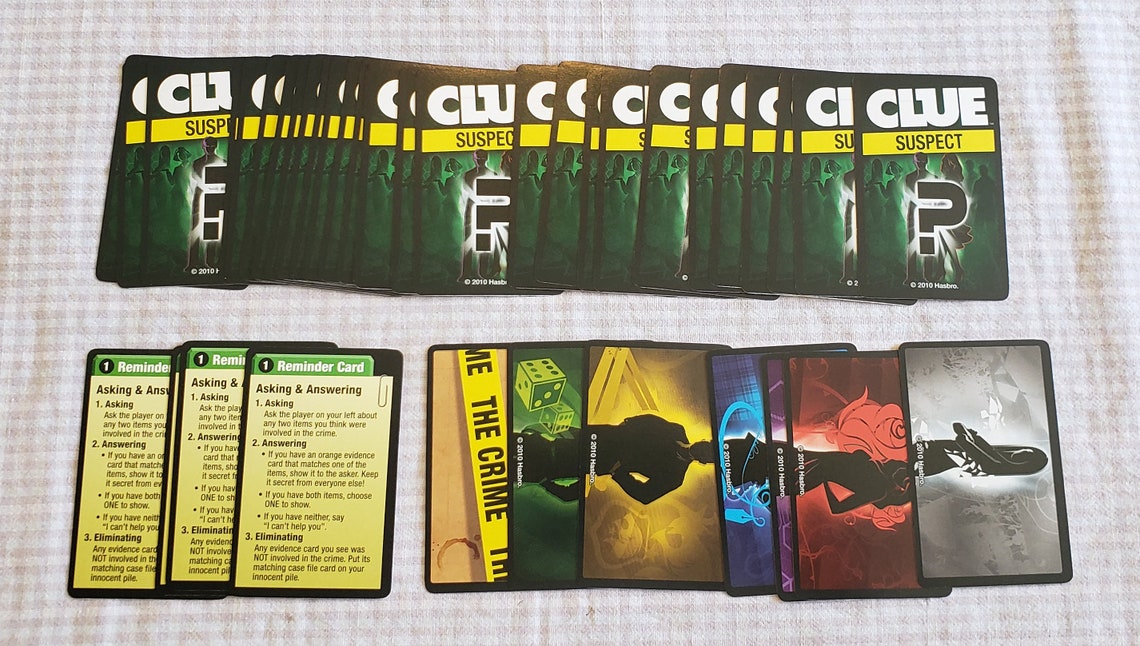 Clue Suspect Game Cards Complete Set - Clue Game Cards - Clue Board ...
