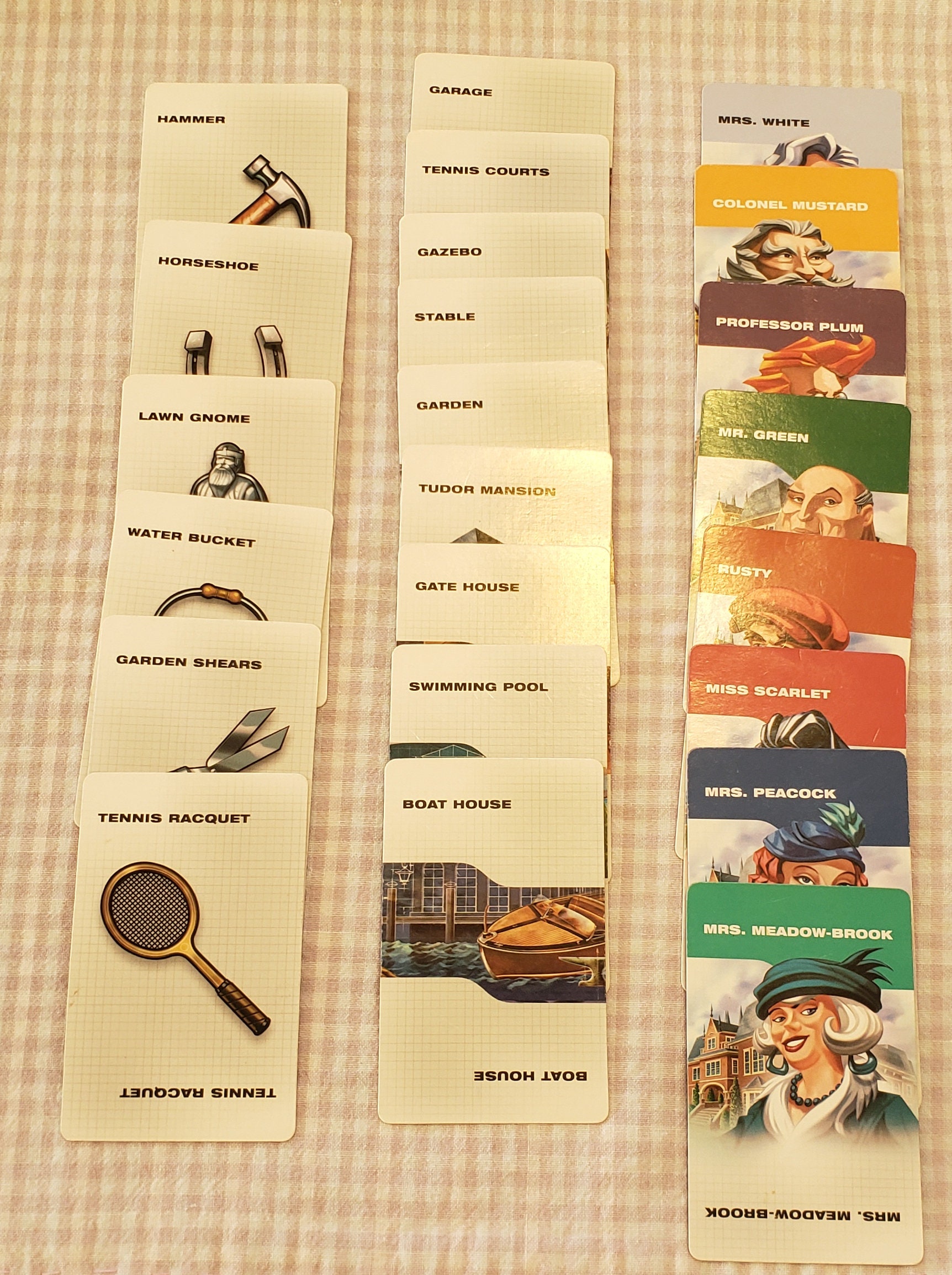 Clue FX Game Cards Complete Set Suspect Room Weapons Cards Confidential ...