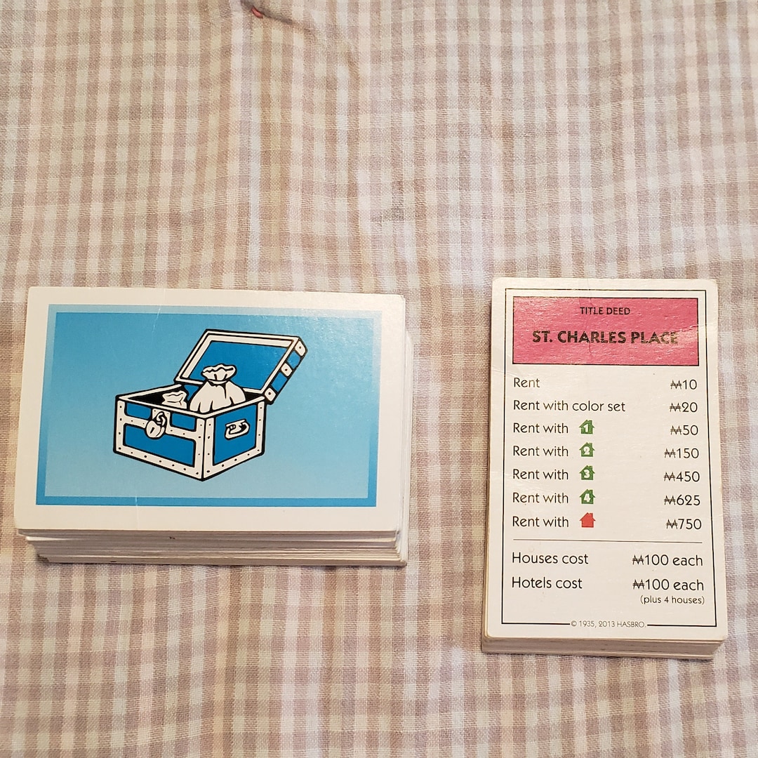 Monopoly Property Cards Chance Community Chest Cards - Title Deed Cards ...