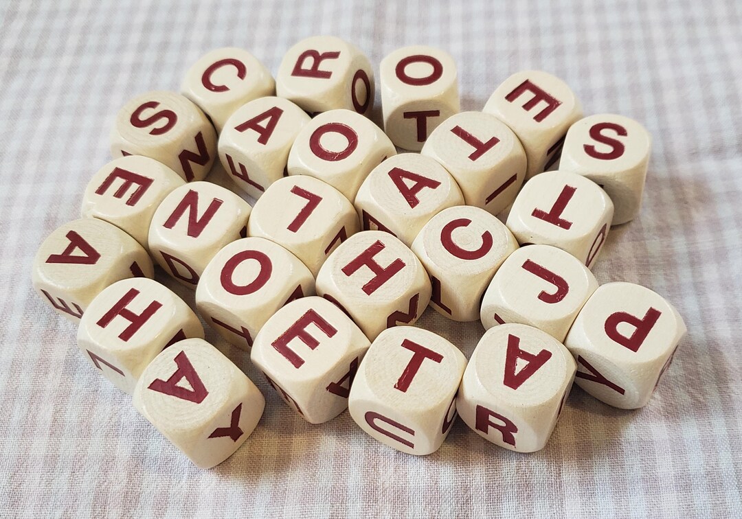 25 Boggle Letter Dice - Vintage Boggle Game - Letter Cubes - Scrabble Cubes - Game Pieces Board ...