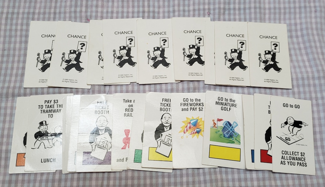 Vintage Monopoly Junior Chance Cards - Monopoly Property Cards ...