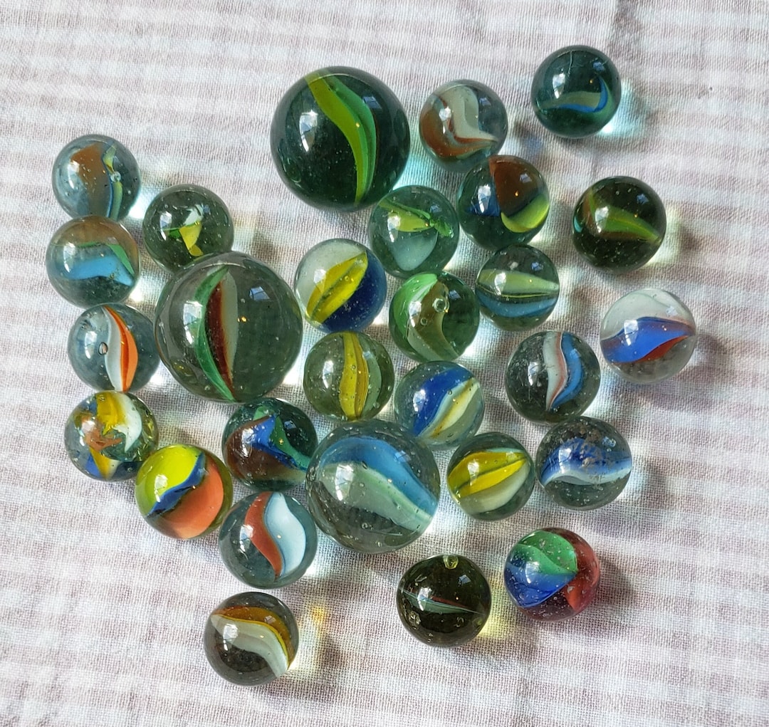 28 Cats Eye Glass Marbles Multi Color Assorted Loose Marbles Vintage ...
