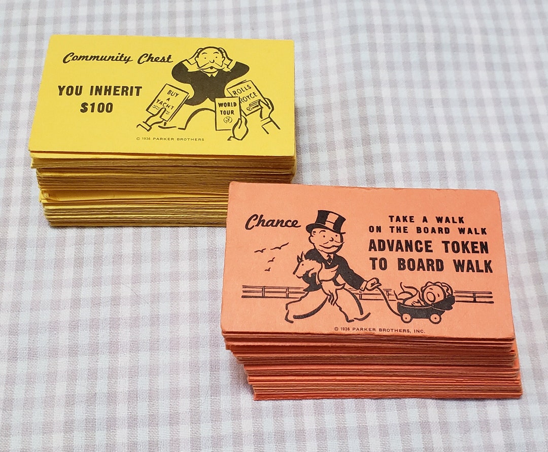 Vintage Monopoly Chance Community Chest Cards From Multiple Games Huge ...