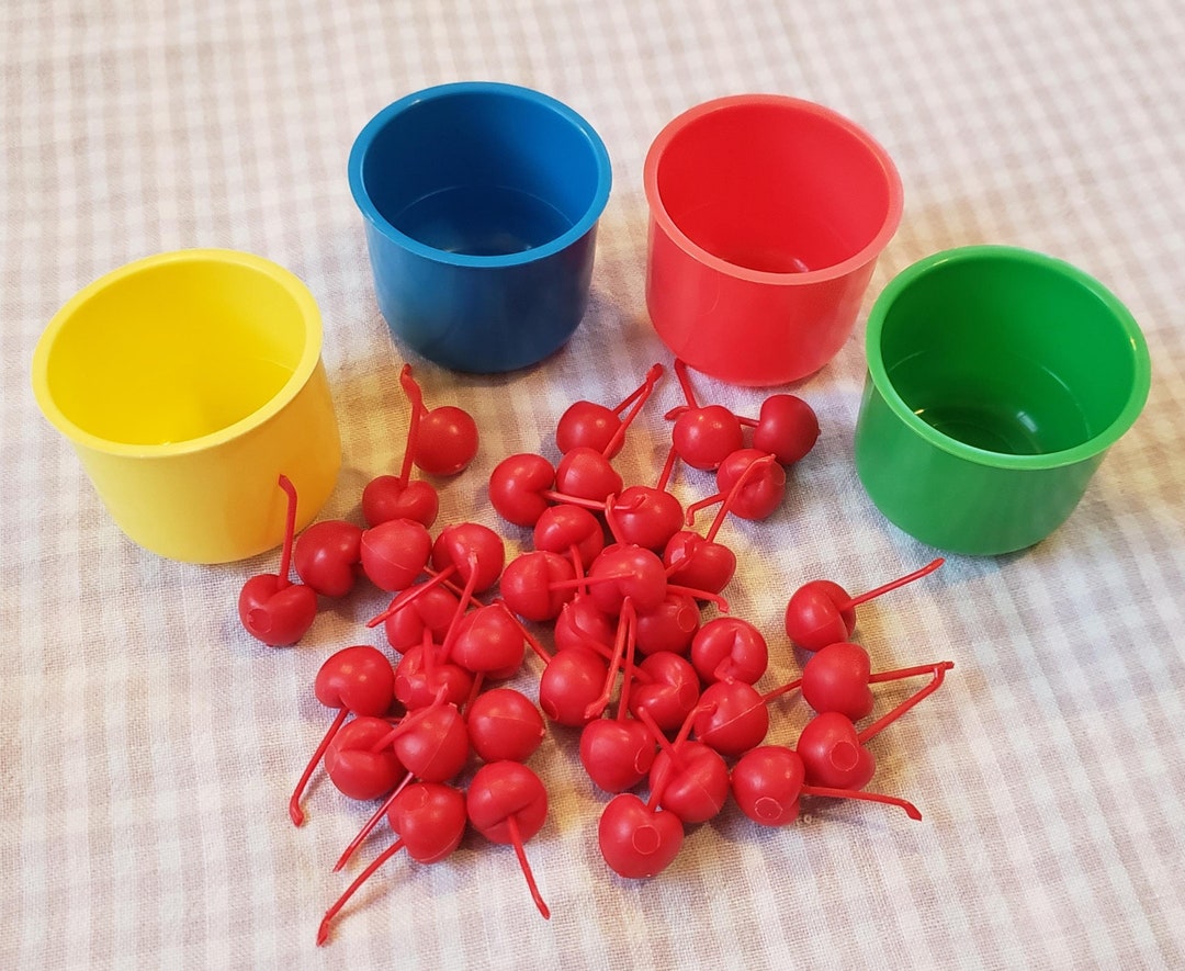 Vintage Hi Ho Cherry-o Game Pieces Cherries and Buckets Cherry Game Pieces Vintage Children's ...