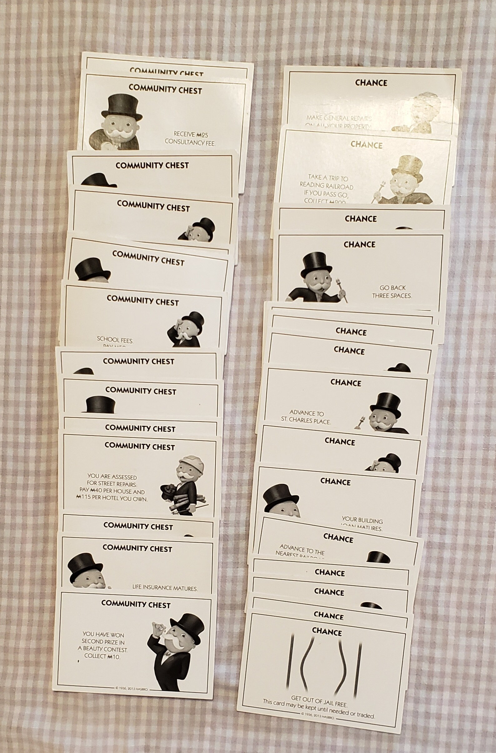 Monopoly Property Cards Chance Community Chest Cards - Replacement Game ...