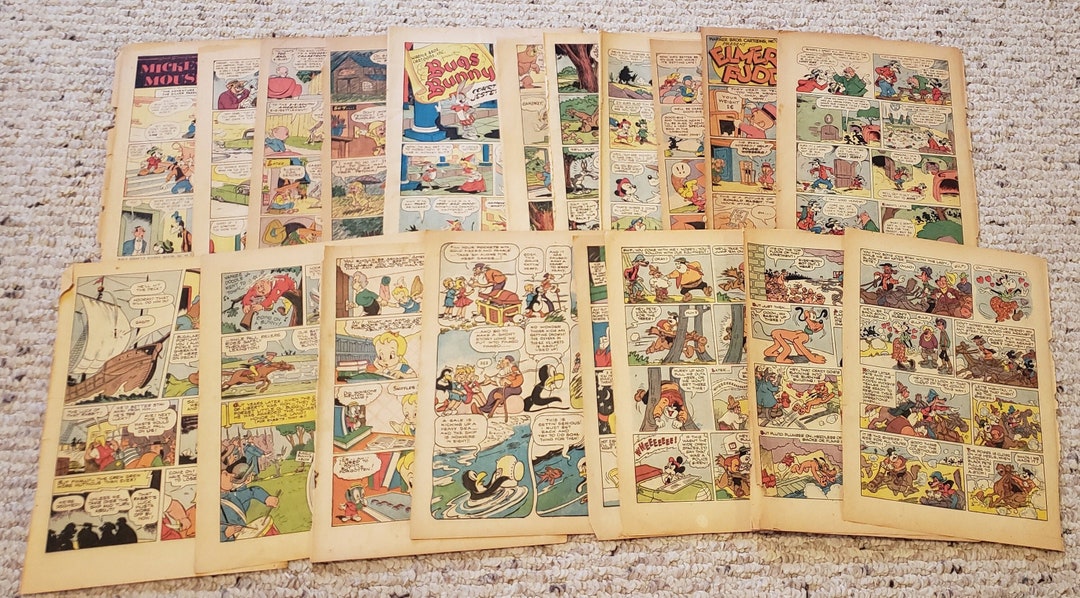 Vintage Comic Book Pages Cartoon Comic Pages for Repurposing Crafts ...