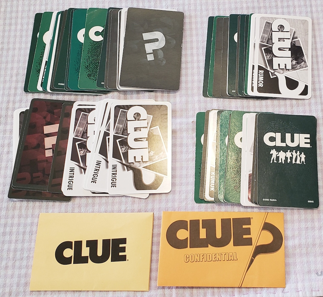 Assorted Clue Game Cards Suspect Room Weapons Cards Confidential ...