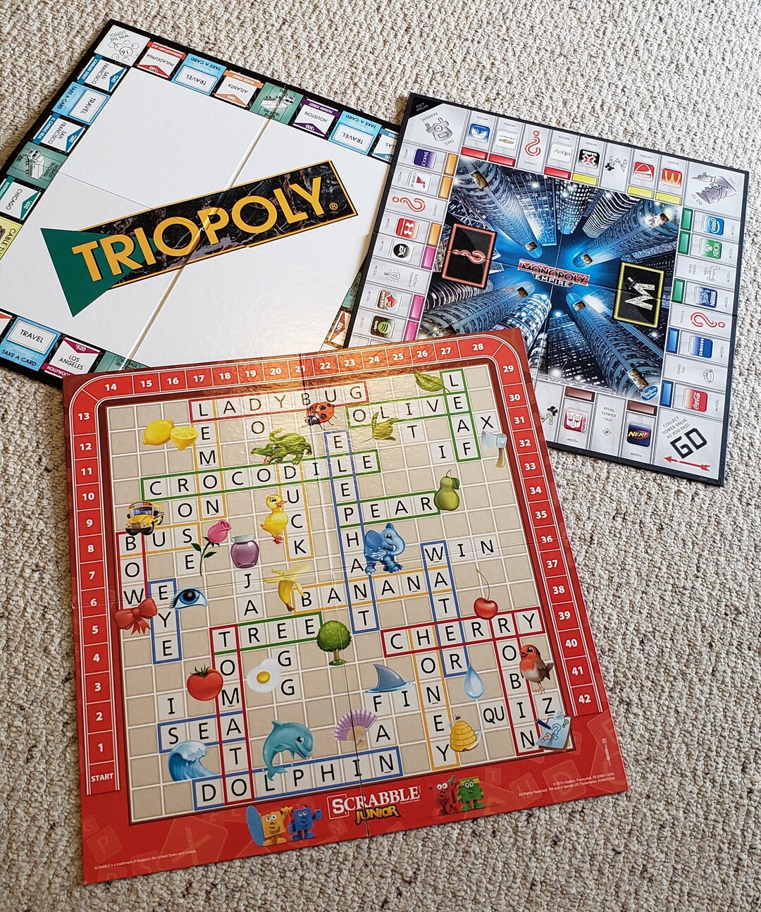 6 Loose Game Boards - Sorry Life Monopoly Scrabble Jr - Vintage Board ...
