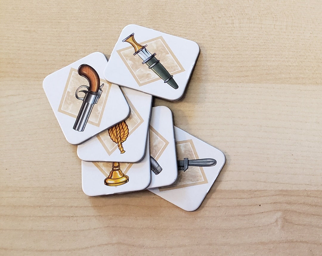 Clue Weapons Tokens Cardboard Complete Set Clue Reader's Digest Game ...