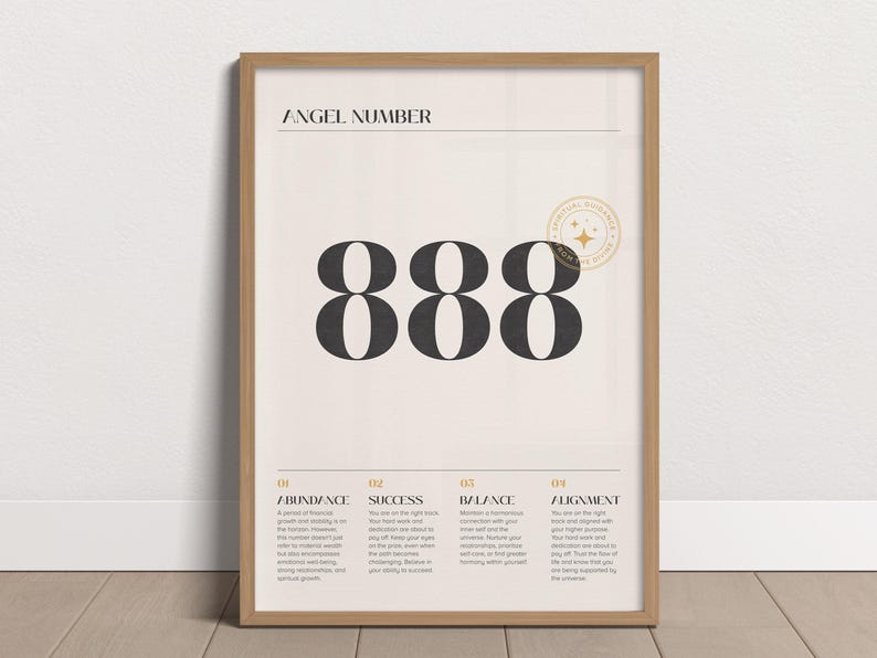 888 Angel Number Poster, Minimalist Angel Number Art, Angel Number ...