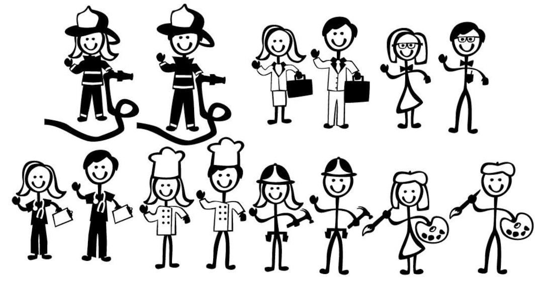 Stick Figure People Family (occupational Themed) - Vector Art SVG Files ...