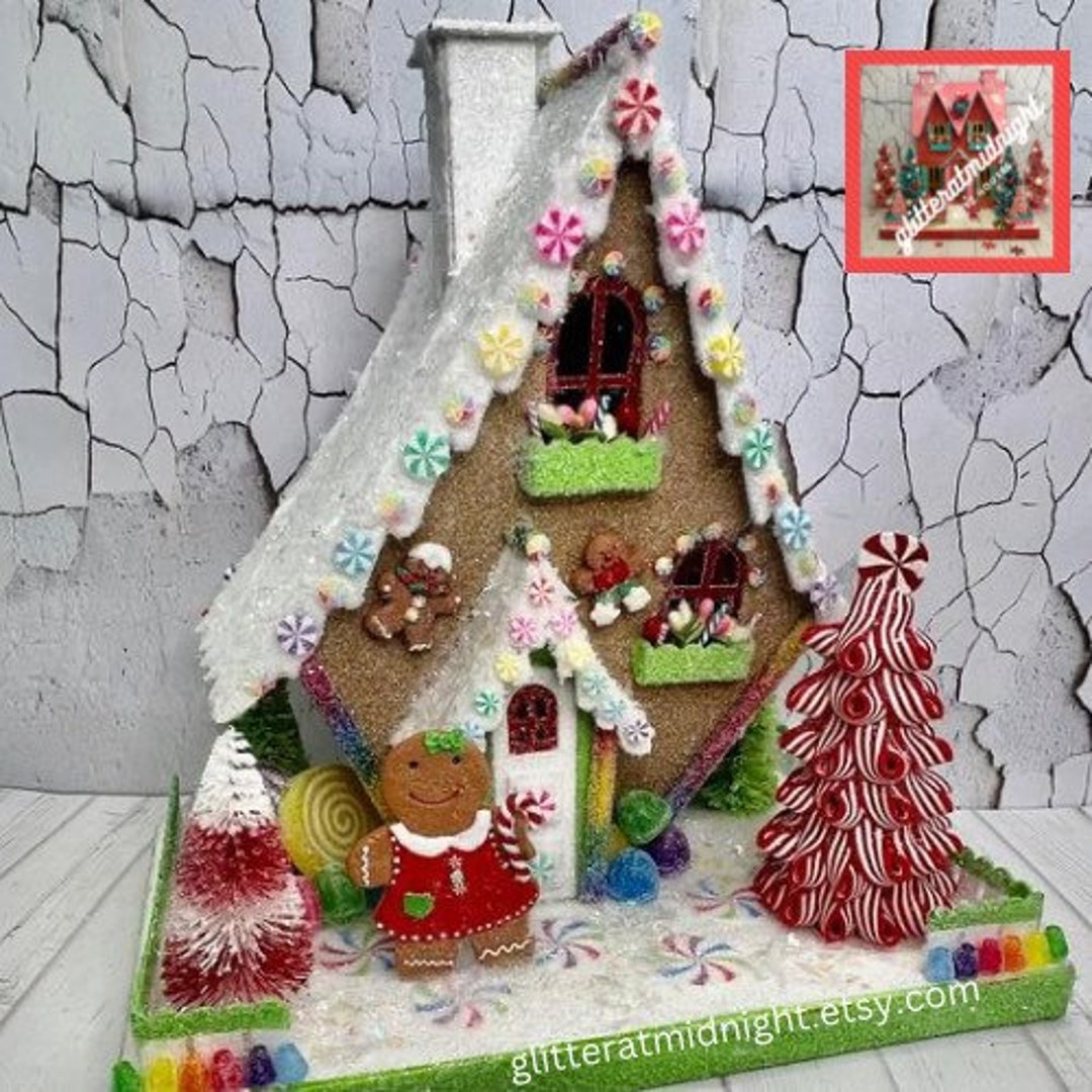 Gingerbread Multicolor Gumdrop Chalet Putz Glitter House - Etsy