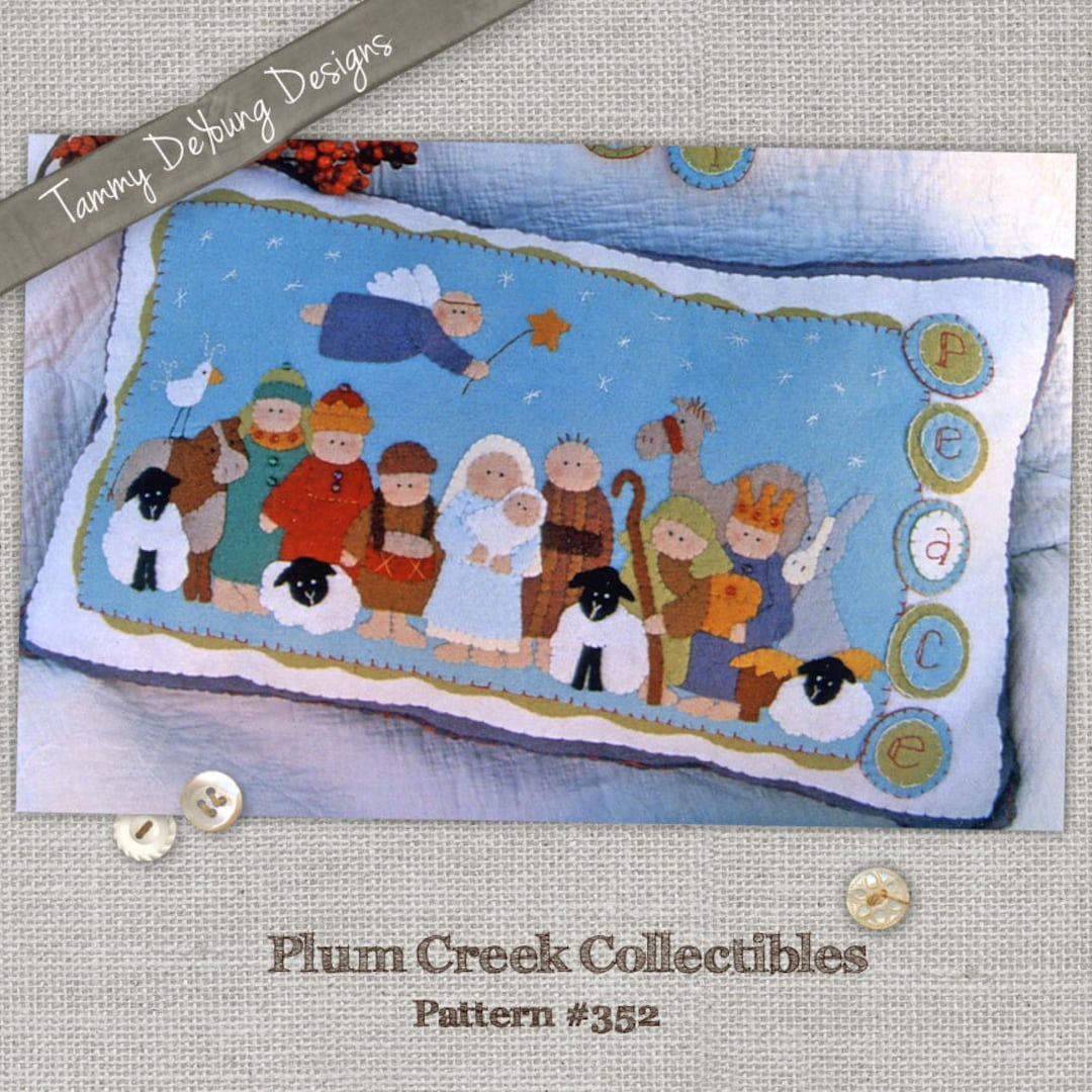 Nativity Scene Christmas Pillow Pattern Door Knob Hanger, Felt Manager ...