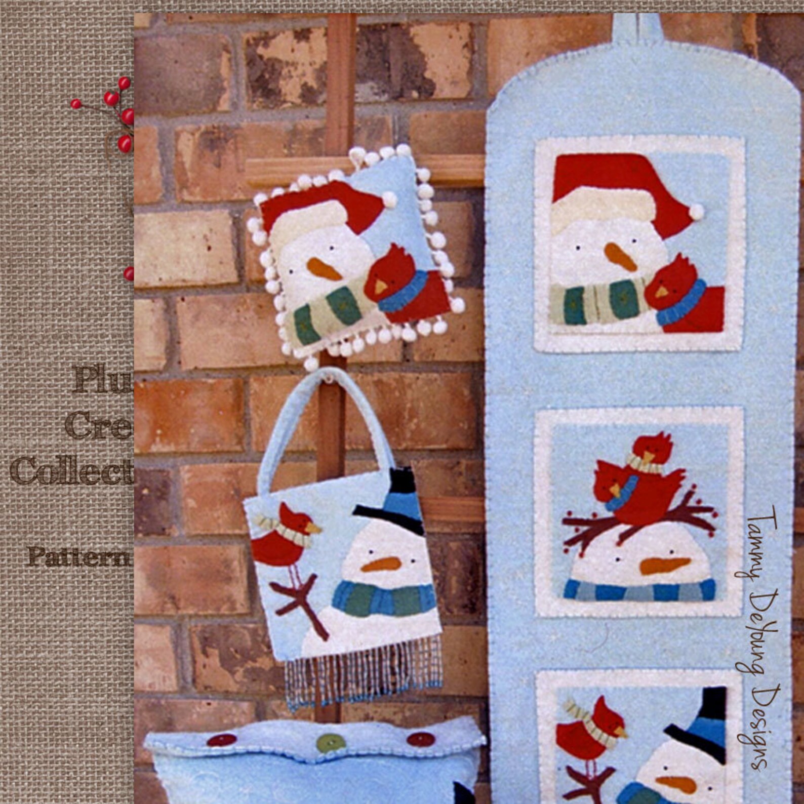 Snowman Pattern *felt Snowman Pillow* & Banner, Ornament, Door Knob ...