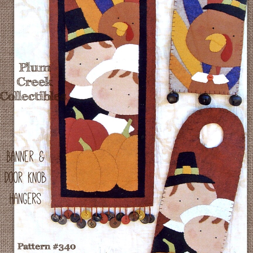 Thanksgiving Banner Pattern, Pilgrims and Turkey Pattern, Thanksgiving ...