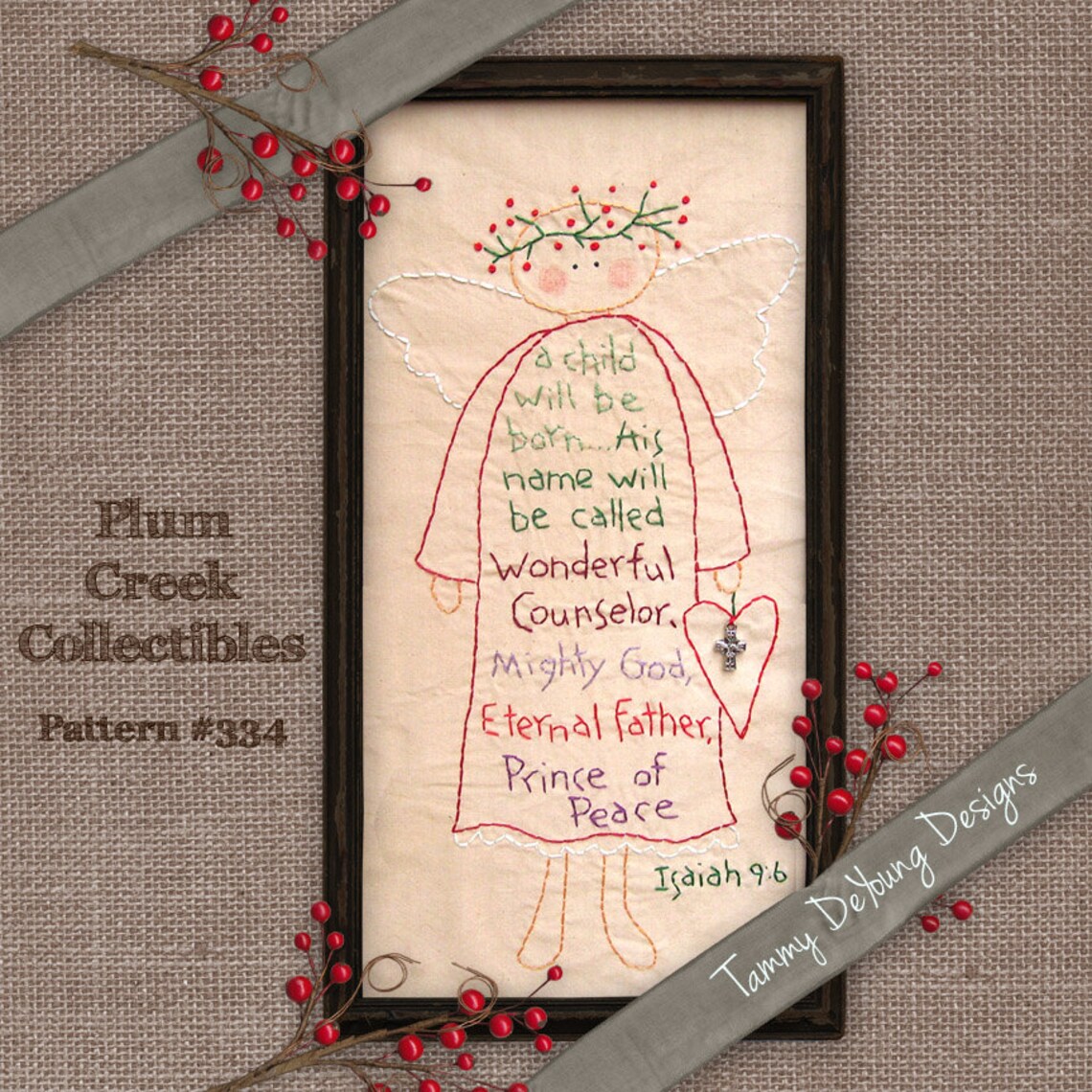 Bible Verse Embroidery *hand Stitched Angel Pattern* With Isaiah 9:6 ...