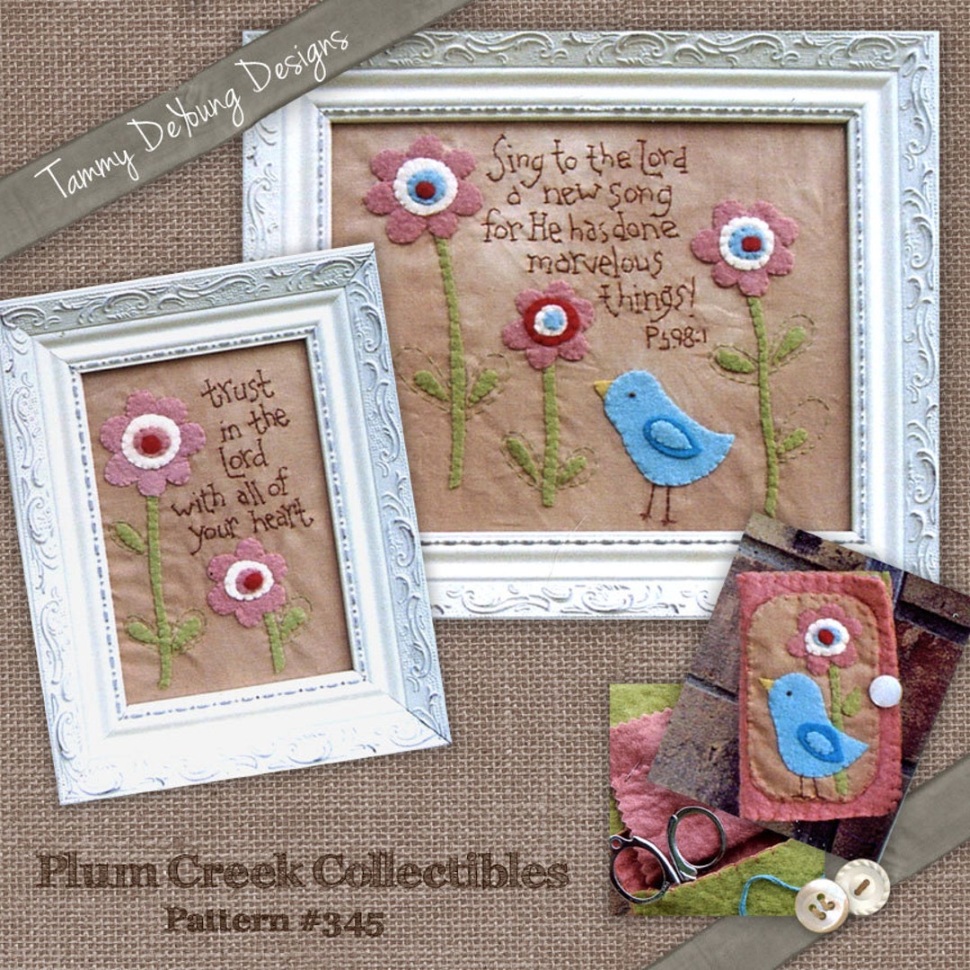 Bible Verse Embroidery Pattern, Wool Felt Applique Stitchery Patter ...