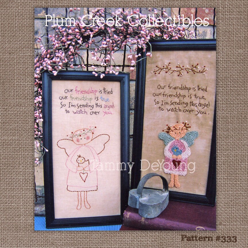 Hand Embroidery Pattern *primitive Angel Stitchery* With Punch Needle ...