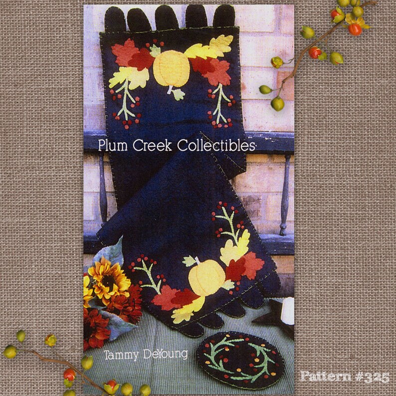 Fall Table Runner Pattern, Autumn Decoration, Wool Felt Thanksgiving ...