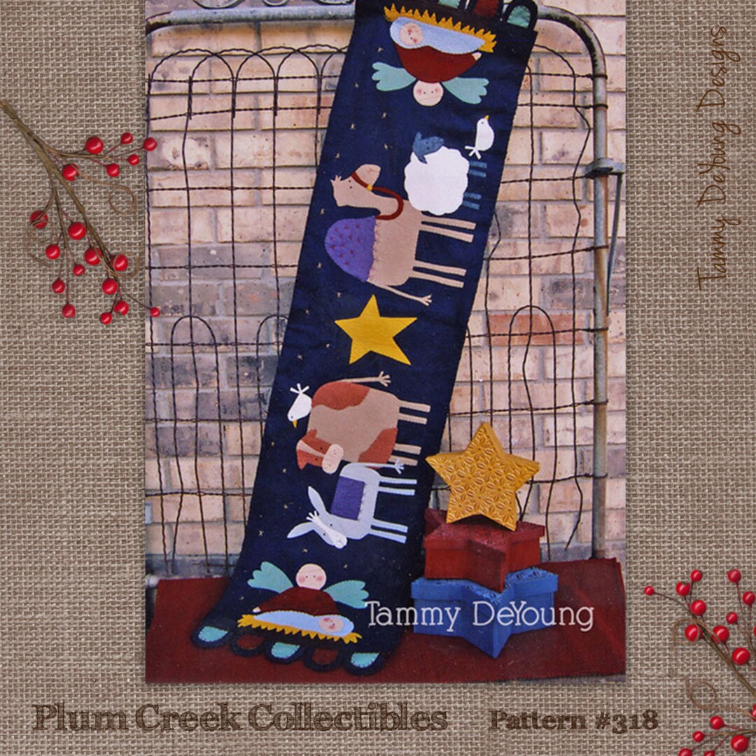 Nativity Table Runner Pattern Christmas Wool Felt Appliqued Manger ...