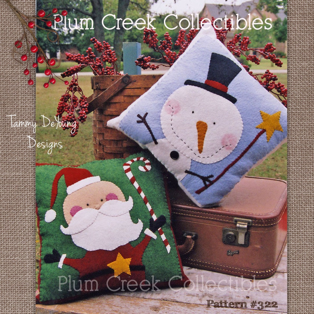 Wool Felt Snowman Pattern, Christmas Applique Design, Decorative Pillow ...